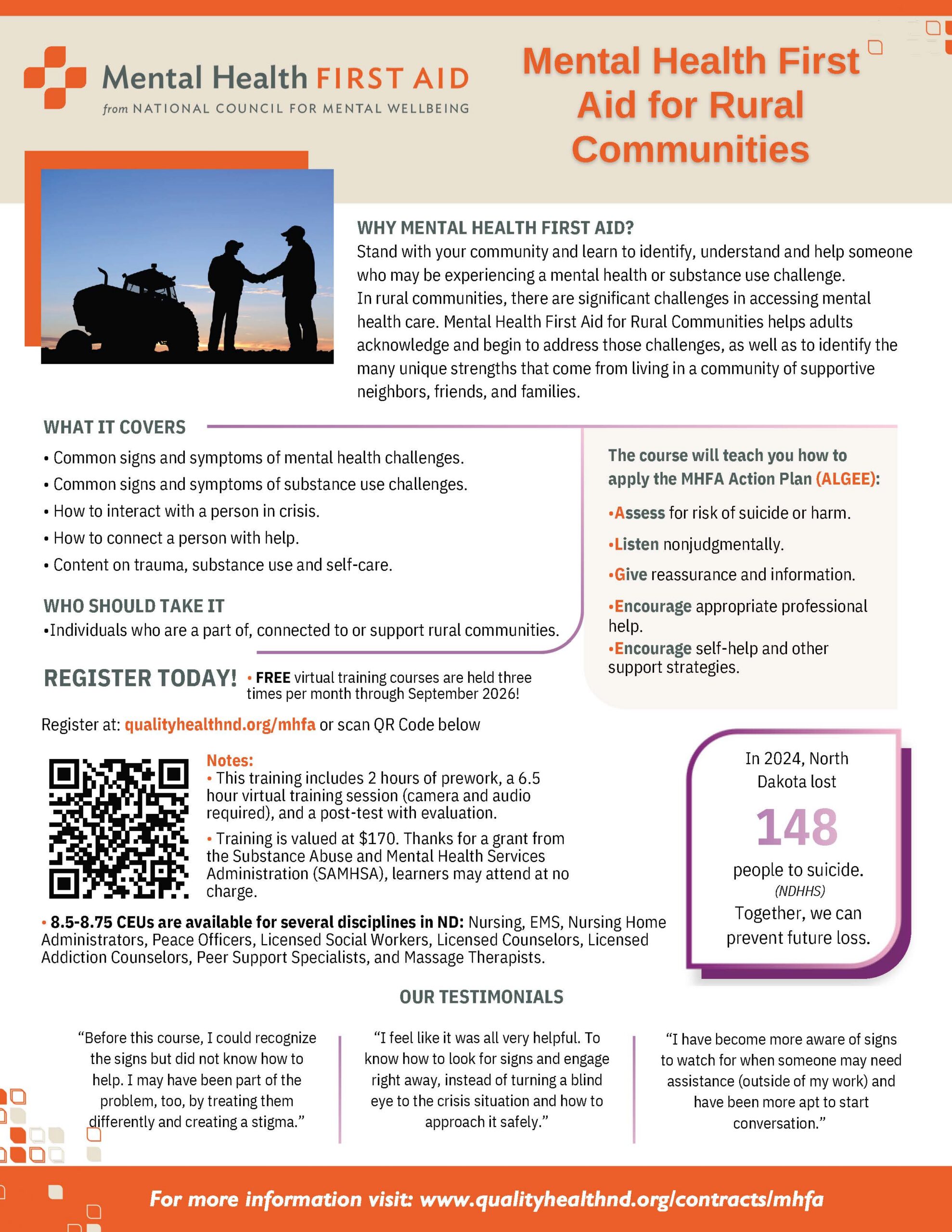 Mental Health First Aid for Rural Communities – Quality Health ...